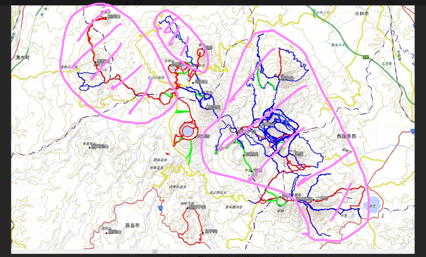 霧島連山裏界隈ルート。。。ピンク斜線域 ... / sin358さんのモーメント | YAMAP / ヤマップ