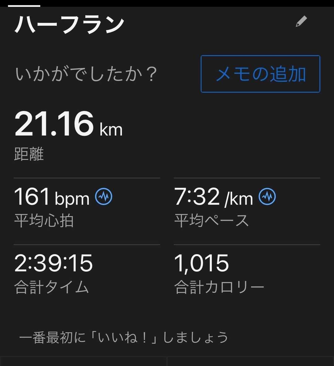 30キロのはずがハーフで‥ / takakoさんのランニングの活動データ | YAMAP / ヤマップ