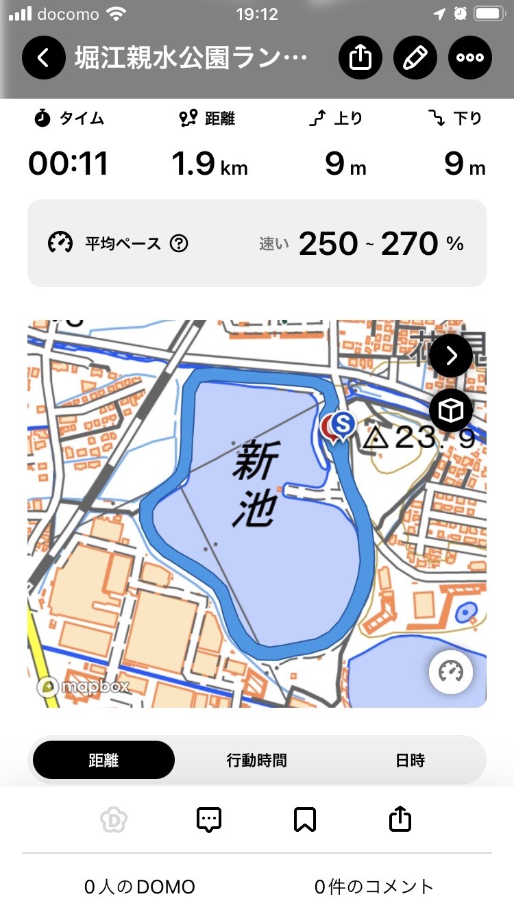 堀江の新池二周二キロ弱。11分30秒。 ... / Ypaaさんのモーメント | YAMAP / ヤマップ