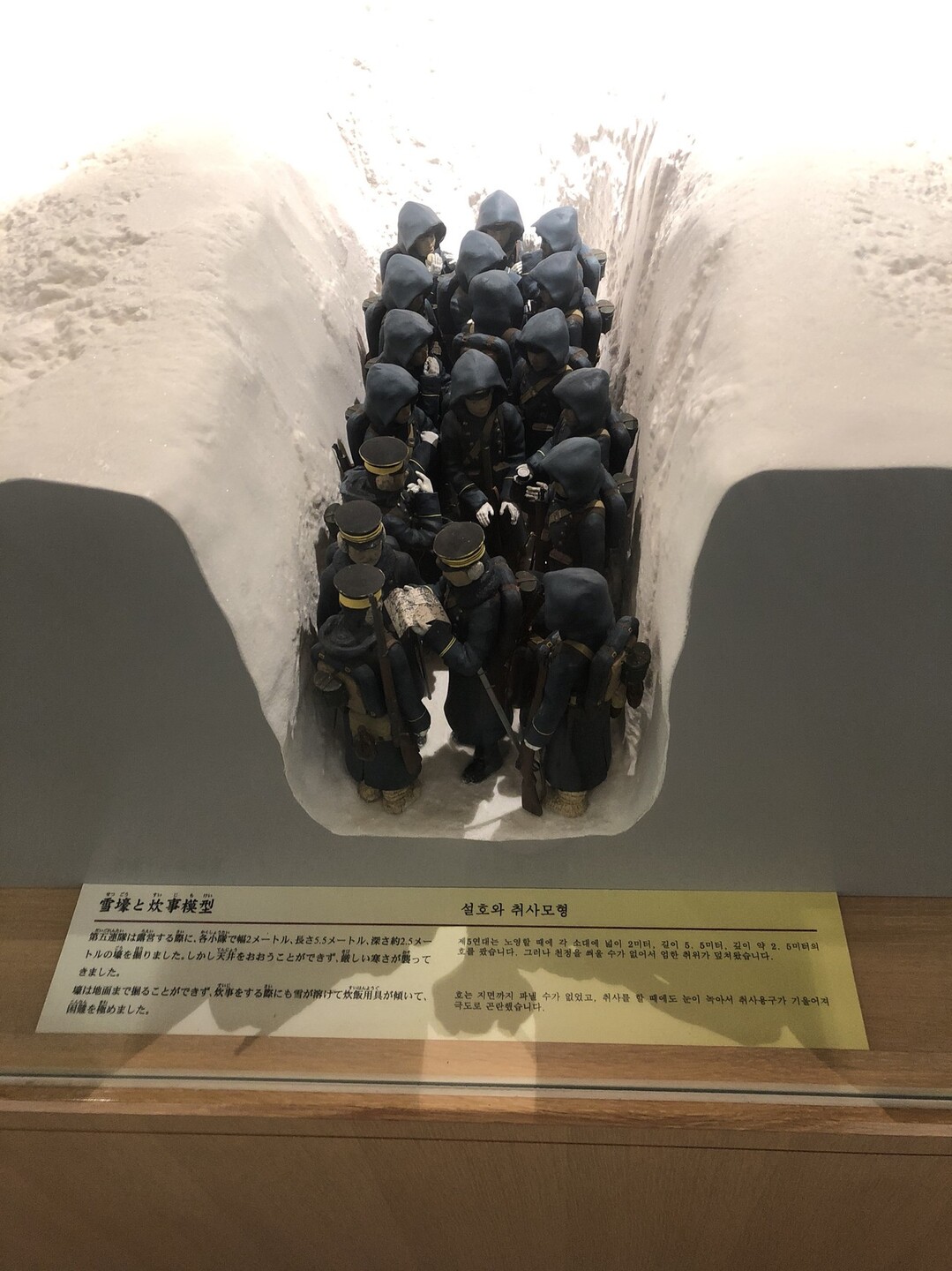 八甲田山雪中行軍遭難資料館に行って来ました。 八甲田山・高田大岳・雛岳の写真20枚目 雪壕と炊事 上部が開いており、寒さはかな
