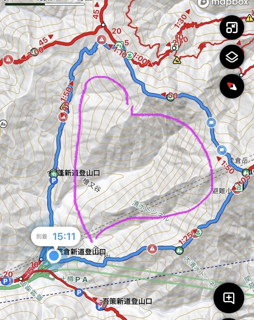 ハート形周回 ️蓬新道→茂倉岳 / mtakoさんの谷川岳・七ツ小屋山・大源太山の活動日記 | YAMAP / ヤマップ