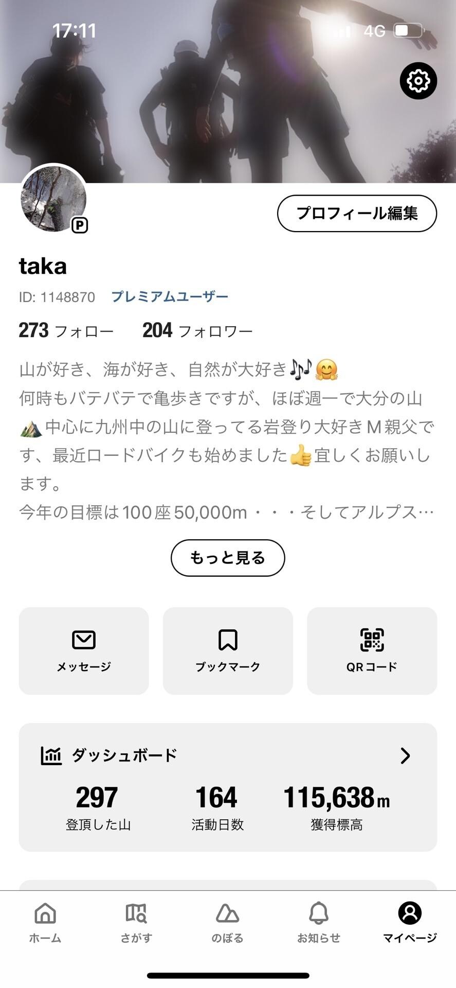 今日5座登って297座、300座迄いよい... / takaさんのモーメント | YAMAP / ヤマップ