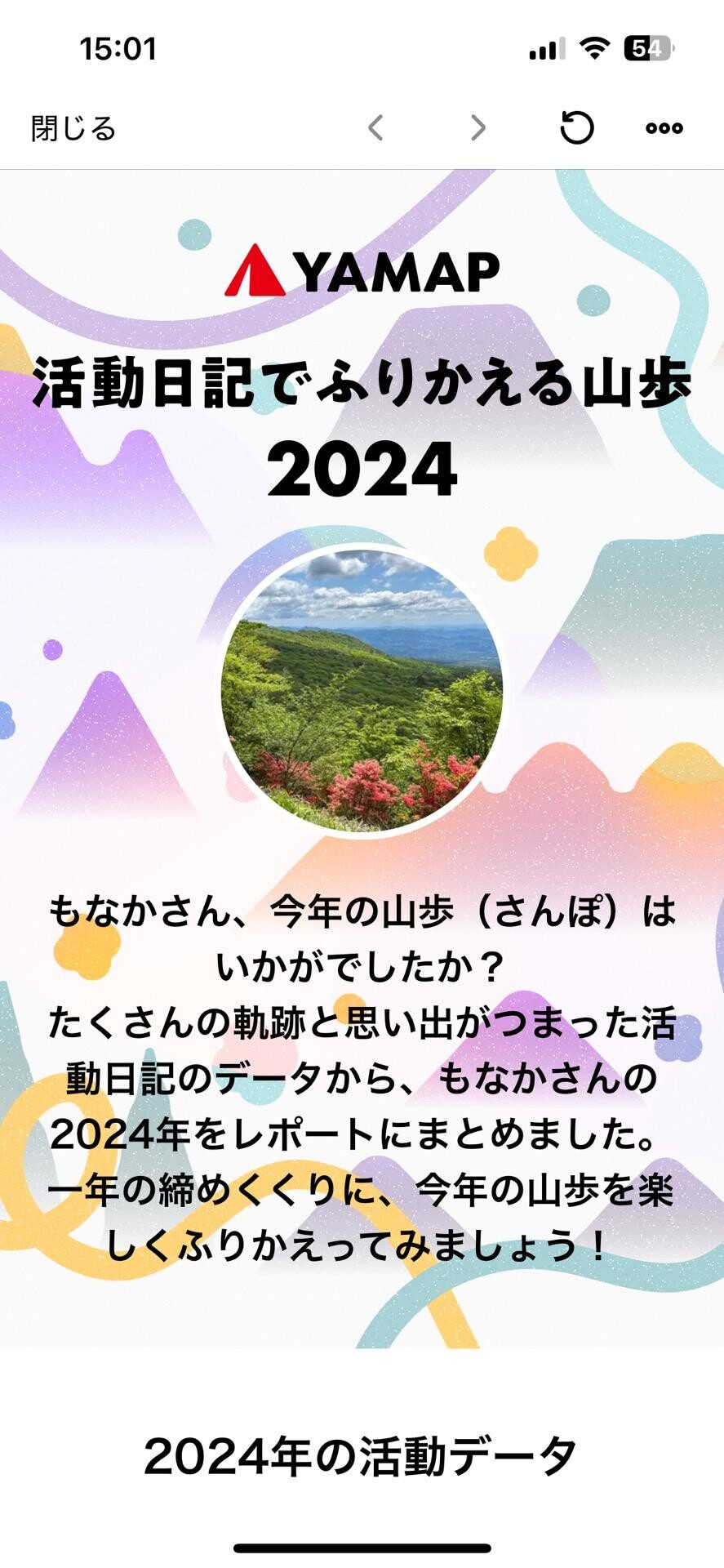 YAMAP開いたら今年の振り返りが 体調... / もなかさんのモーメント | YAMAP / ヤマップ
