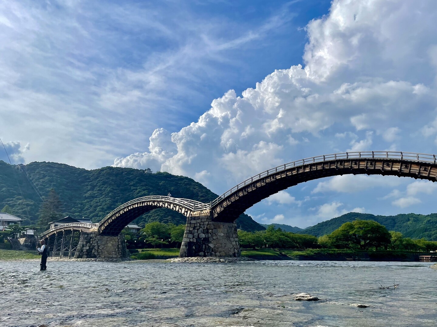 入道雲と錦帯橋と釣り師と青空と錦川（岩国... / GONKEさんのモーメント | YAMAP / ヤマップ