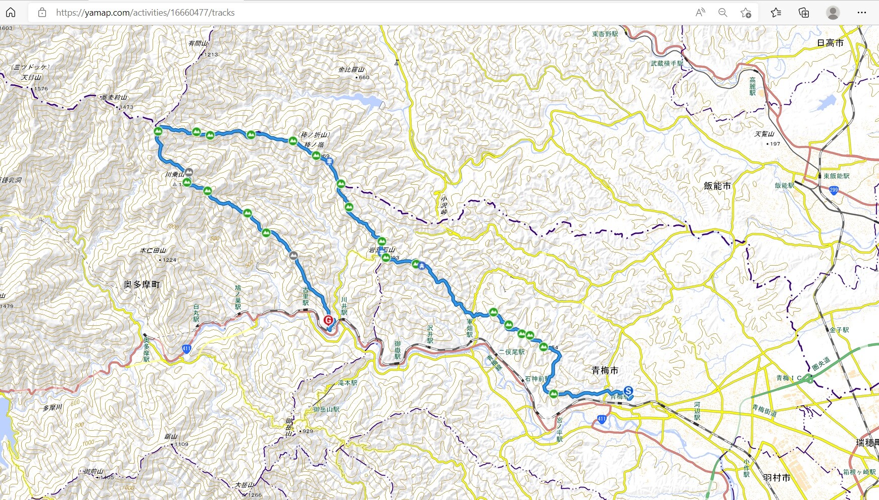 第12回 奥多摩トレイルラン（青梅～川井）大会 A コース 33km (約20.6mile) / 深澤さんの棒ノ折山（棒ノ嶺）の活動データ | YAMAP / ヤマップ