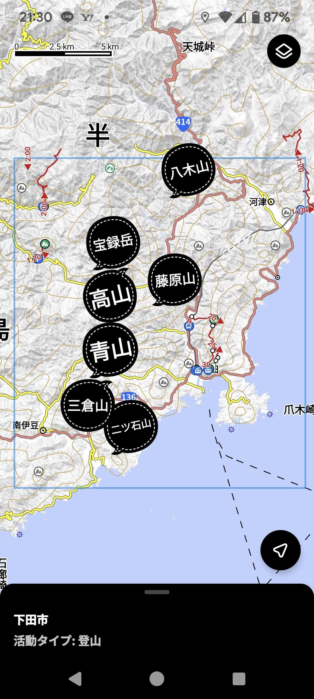 静岡 下田市の地図にて 三倉山、二ツ石... / ko usさんのモーメント | YAMAP / ヤマップ