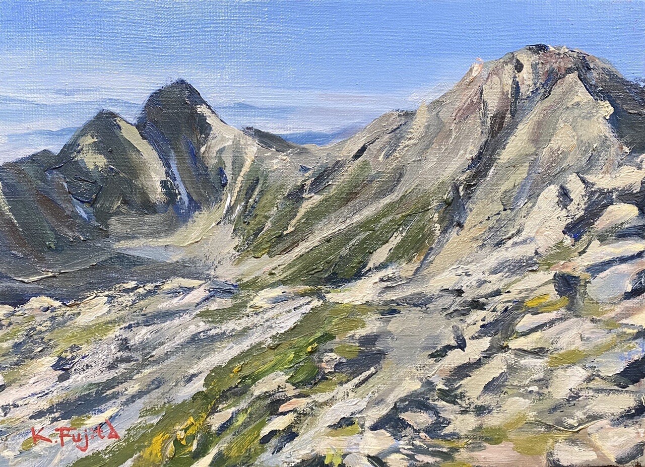 「穂高連峰の朝」 油彩 F4 完成 #... / ぴすたさんのモーメント | YAMAP / ヤマップ