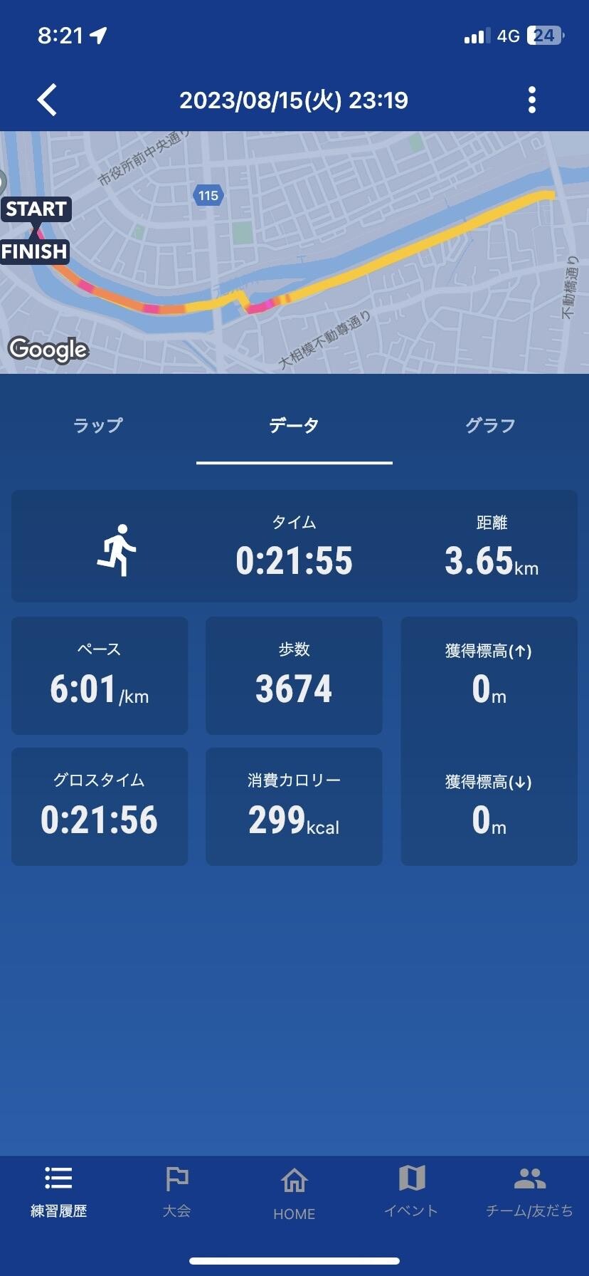 夜ランニング🏃 土手沿いを3.6キロ ... / モクエイさんのモーメント | YAMAP / ヤマップ