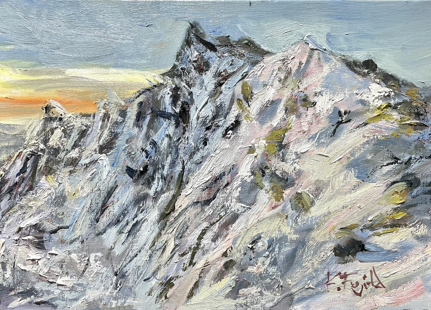 雪稜の夜明け 北八ヶ岳 油彩 F4 完... / ぴすたさんのモーメント | YAMAP / ヤマップ