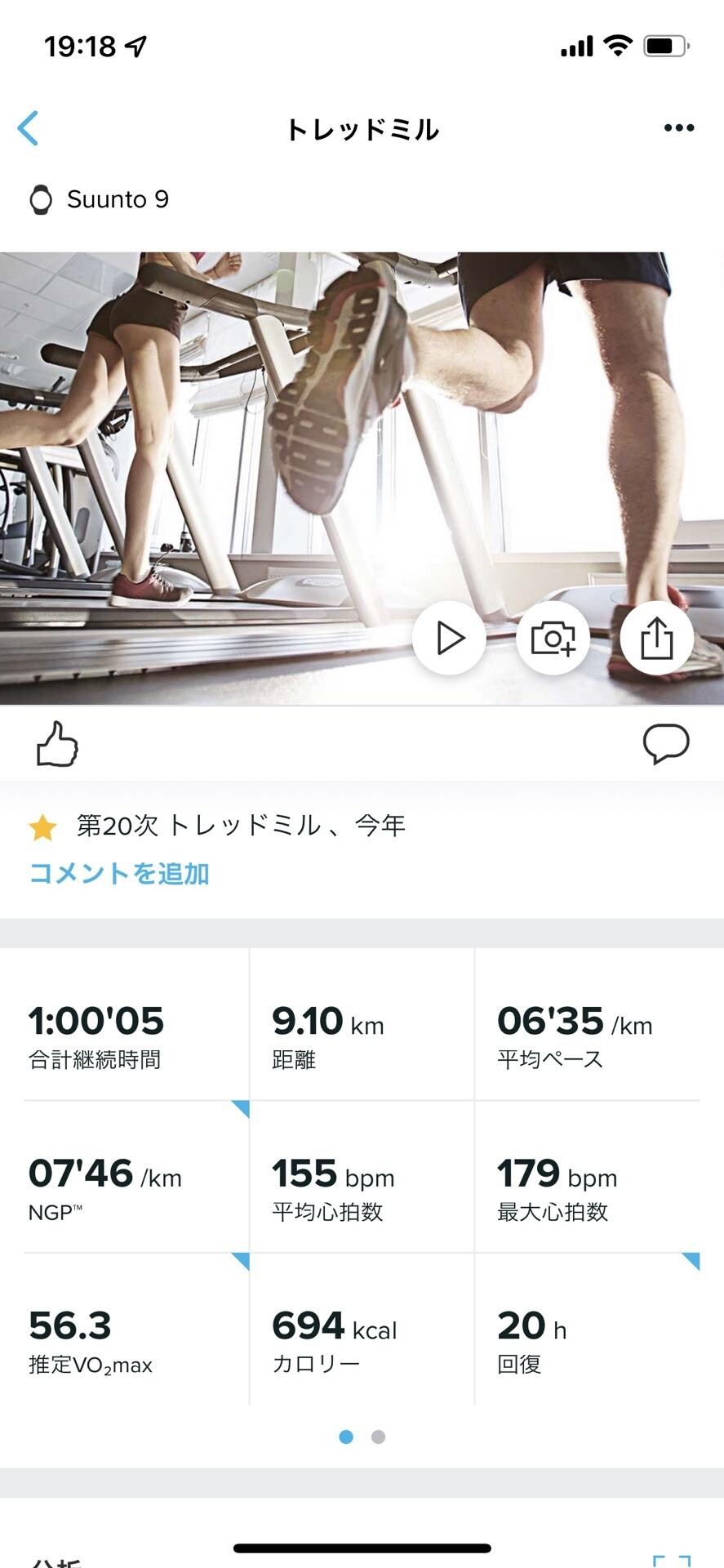 自宅トレッドミル60分 斜度10% 時速... / ちぇるしさんのモーメント | YAMAP / ヤマップ
