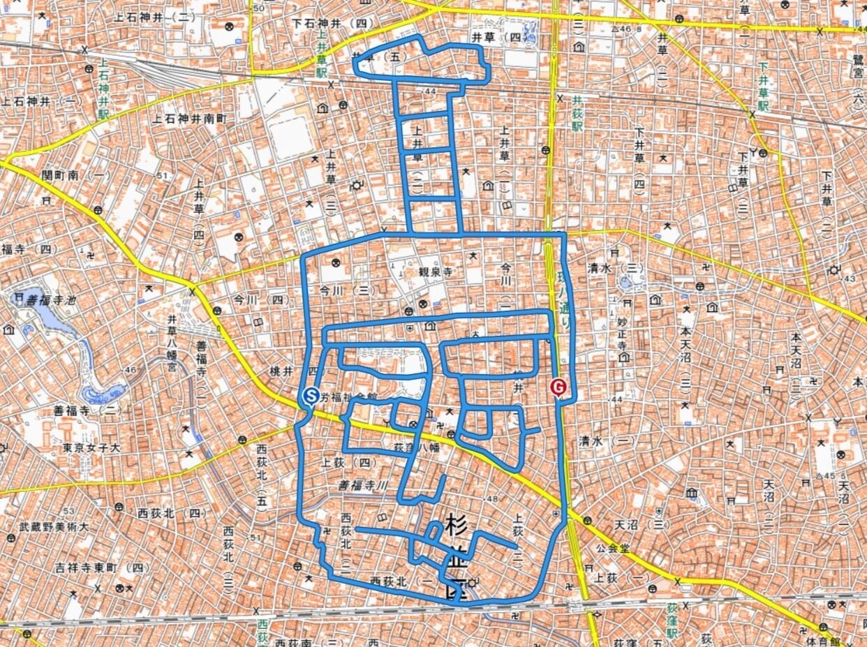 バカ殿 GPSアート🚴 初挑戦 / N7さんの東京都23区 西エリアの活動日記 | YAMAP / ヤマップ