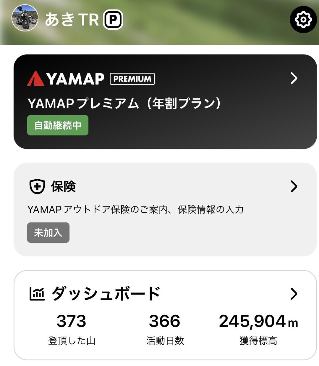YAMAPふとみると活動日数が366日…... / あきTRさんのモーメント | YAMAP / ヤマップ