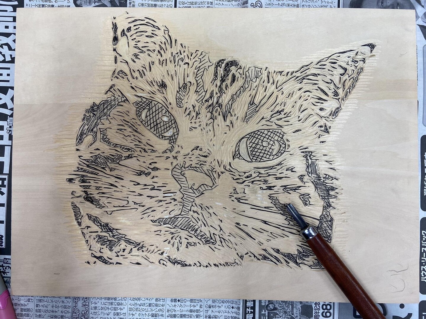 版画あそび2 ①虎猫の下絵をカーボン紙で... / あつさんのモーメント | YAMAP / ヤマップ