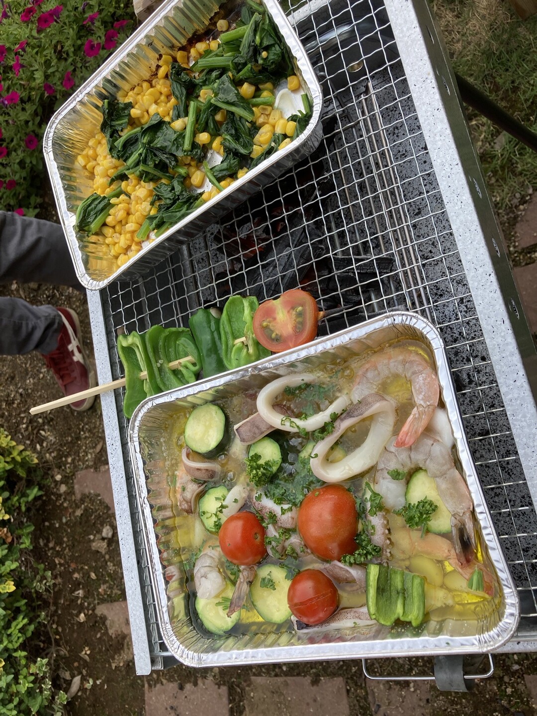 自宅で友人とBBQ🍖 アヒージョはよく... / くたびれ親父さんのモーメント | YAMAP / ヤマップ