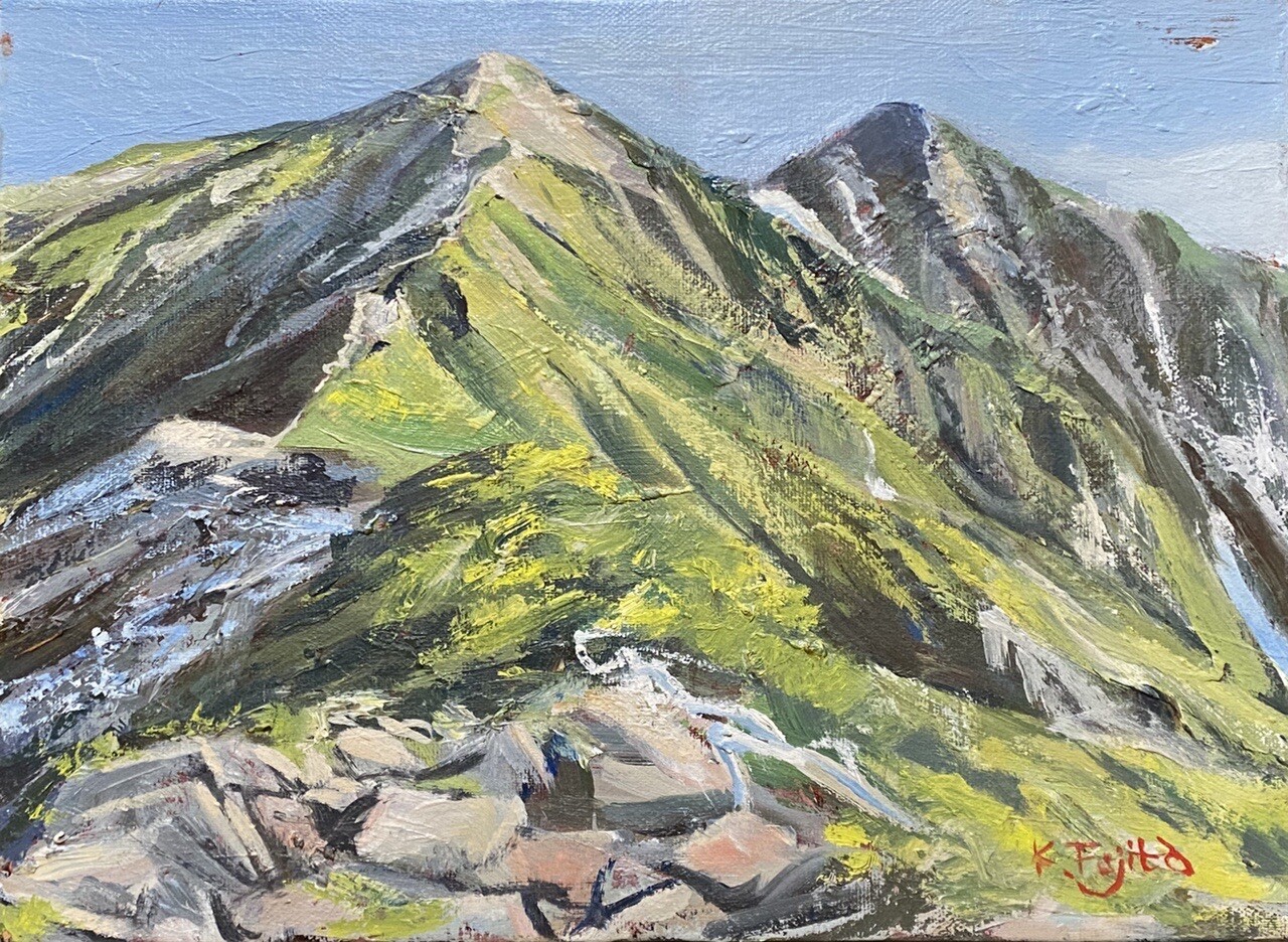 鹿島槍ヶ岳 油彩 F4 冷池山荘からの登... / ぴすたさんのモーメント | YAMAP / ヤマップ