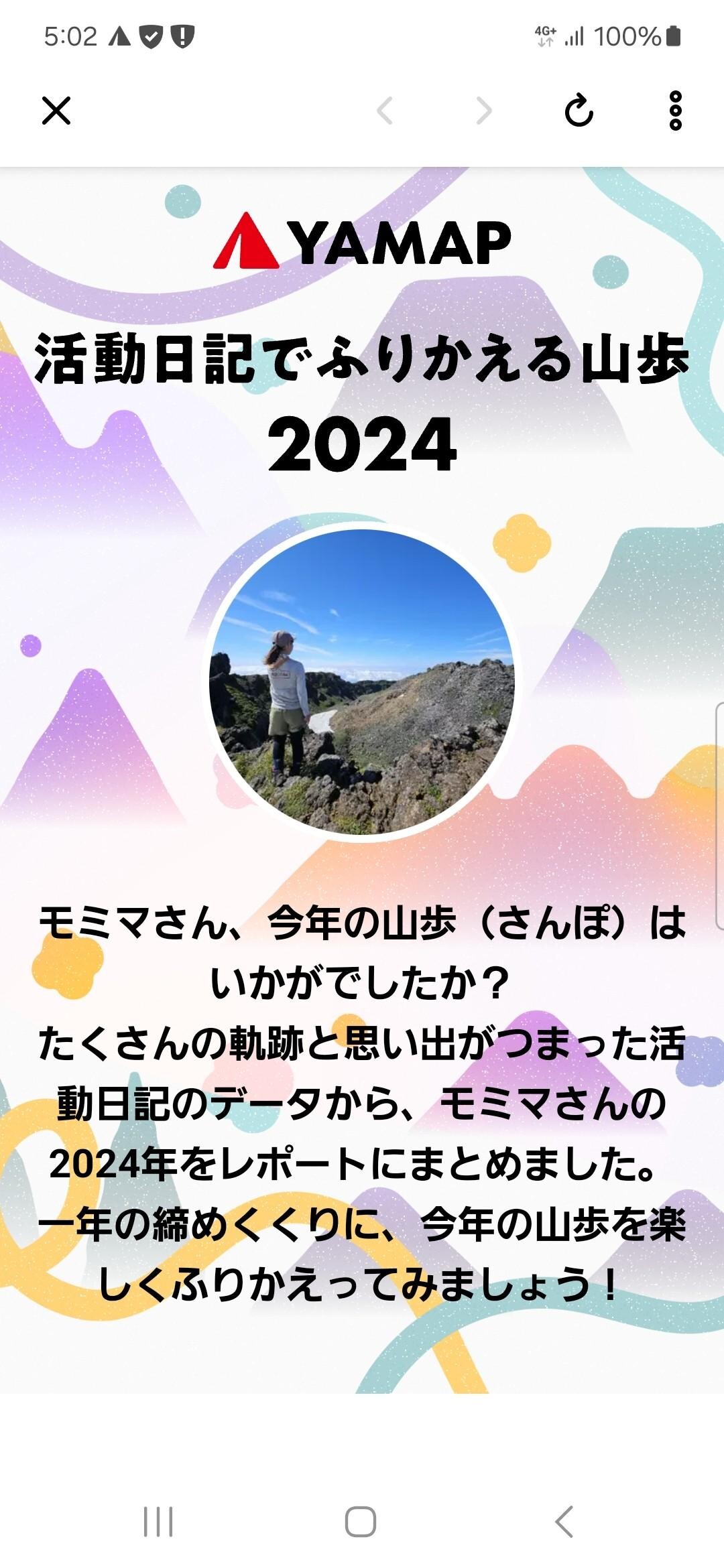 2024年の振り返り確定しました 今年は... / モミマさんのモーメント | YAMAP / ヤマップ