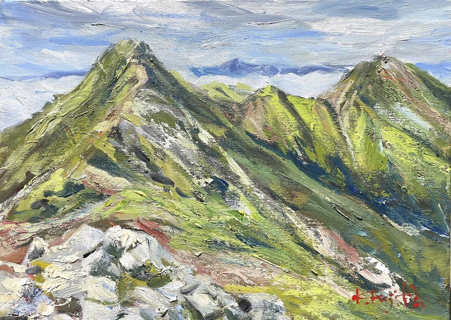 赤岳、阿弥陀岳 油彩 F4 完成 横... / ぴすたさんのモーメント | YAMAP / ヤマップ