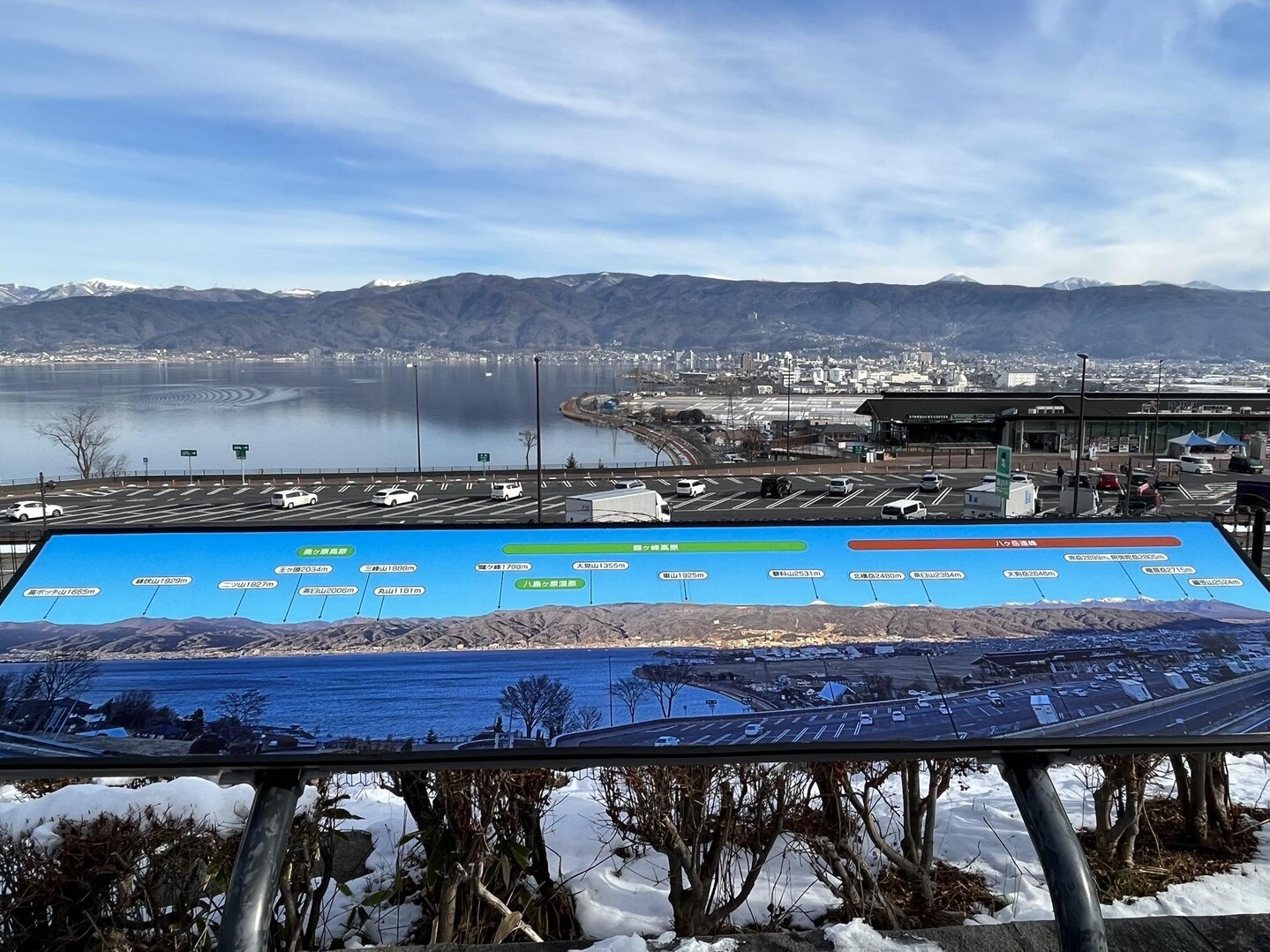 諏訪湖SAより 車山は一際白いです 王ヶ... / しんさんのモーメント | YAMAP / ヤマップ