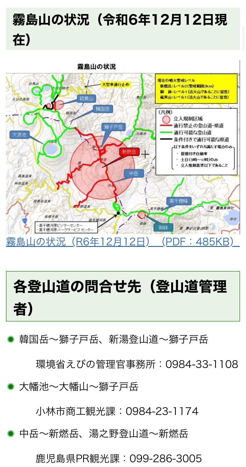 霧島山(新燃岳)に関してR6.12.12... / ワタジンさんのモーメント | YAMAP / ヤマップ