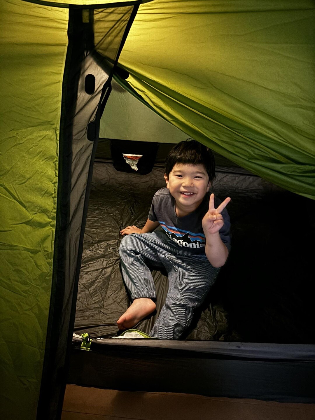 雨なので、お家の中でテント設営の練習！！... / u子【親子山部】さんのモーメント | YAMAP / ヤマップ