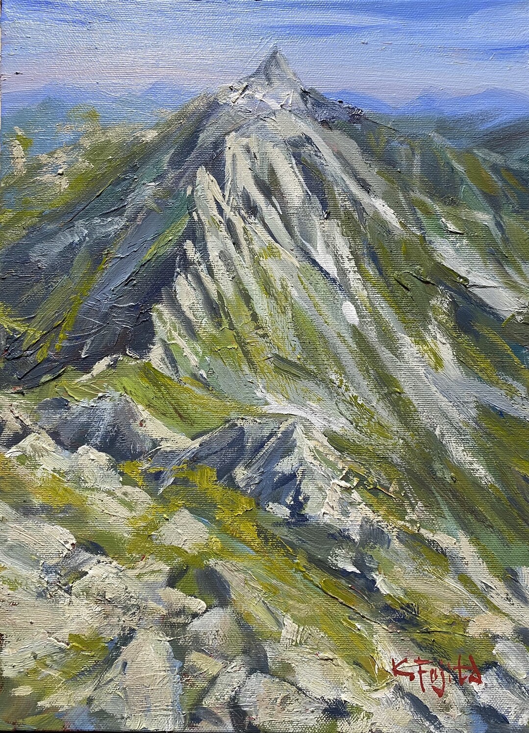 槍ヶ岳 遠望 油彩 F4 完成 縦構図... / ぴすたさんのモーメント | YAMAP / ヤマップ